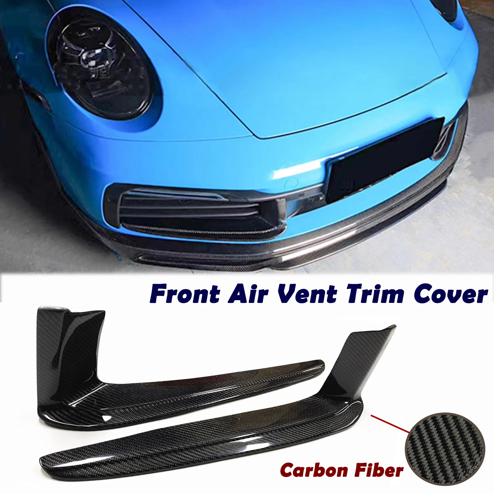 Carbon Fiber Look Car Front Bumper Side Light Air Vent Trim Fog Intake ...
