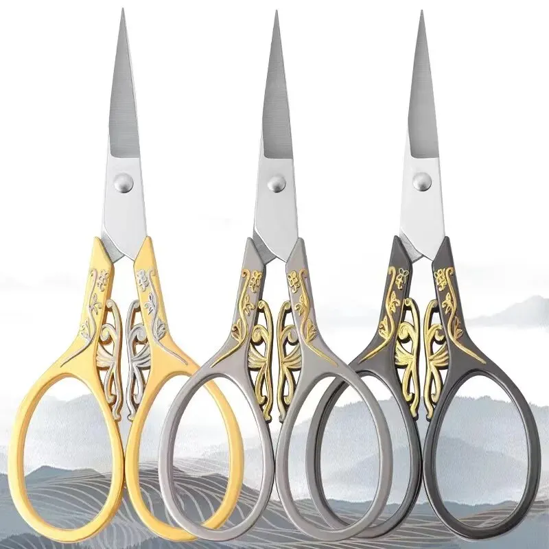 Household-Small-Portable-Golden-Flower-Pointed-Small-Scissors-Antique ...