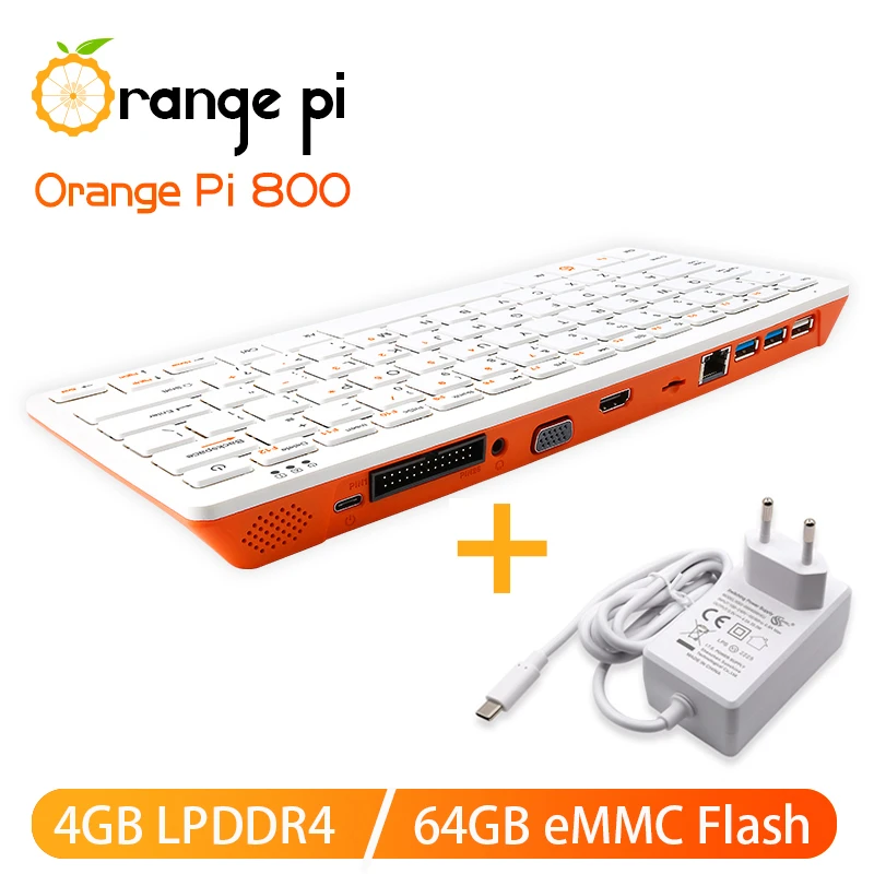Orange Pi 800 Kit Keyboard Pc With 5v4a Type-c Power Supply Rk3399 4gb ...