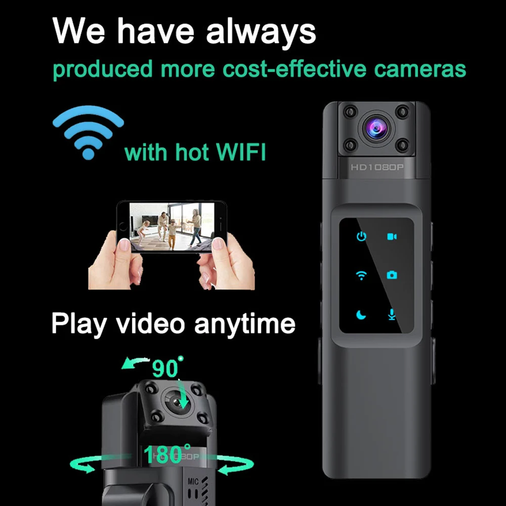 New-WIth-Wifi-1080P-Body-Mini-Camera-Back-Clip-Portable-Digital-Video ...