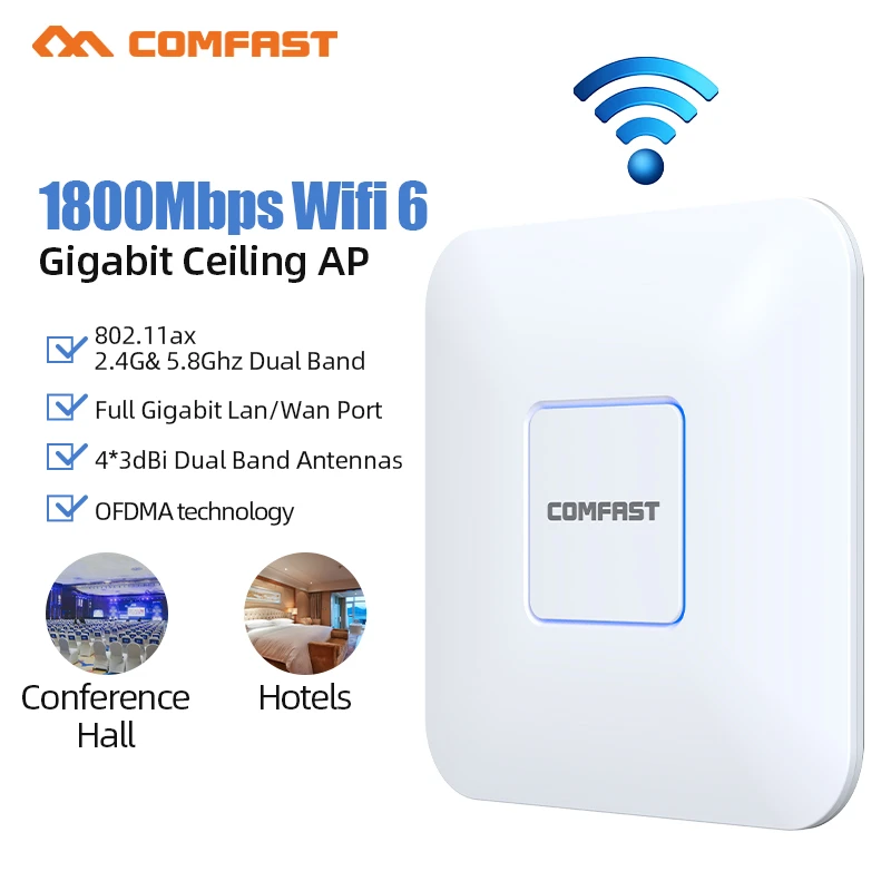 Comfast CF-E390AX 1800mbps gigabit wifi 6 ap teto sem fio banda dupla 2.4g + 5ghz 802.11ax wifi ...
