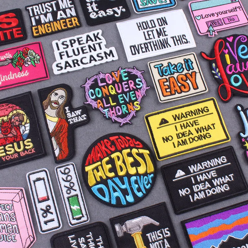 Embroidery-Patch-Positive-Slogan-Iron-On-Patches-For-Clothing ...