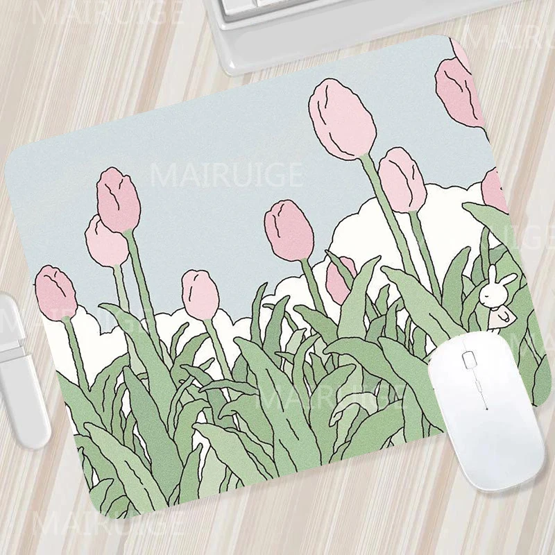 Green-Small-Mouse-Pads-Mouse-Carpets-Cute-Desk-Mats-Kawaii-Tulip-Gaming ...
