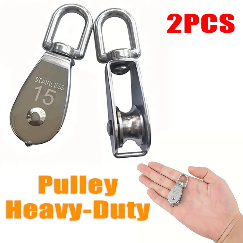 2PCS-Heavy-Duty-Stainless-Steel-M15-Marine-Single-Wheel-Swivel-Pulley ...
