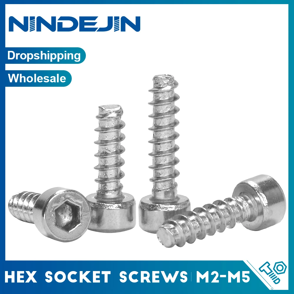 NINDEJIN-10-20pcs-Hexagon-Socket-Head-Cap-Self-tapping-Screws-M2-M3-M4-M5-Stainless-Steel.jpg