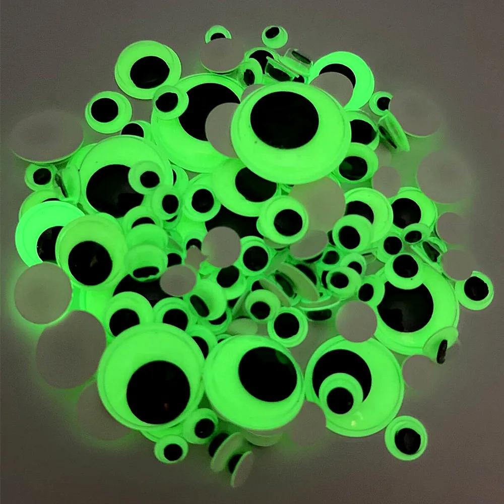 6mm-25mm Glow in The Dark Wiggle Googly Eyes Self Adhesive Plastic ...