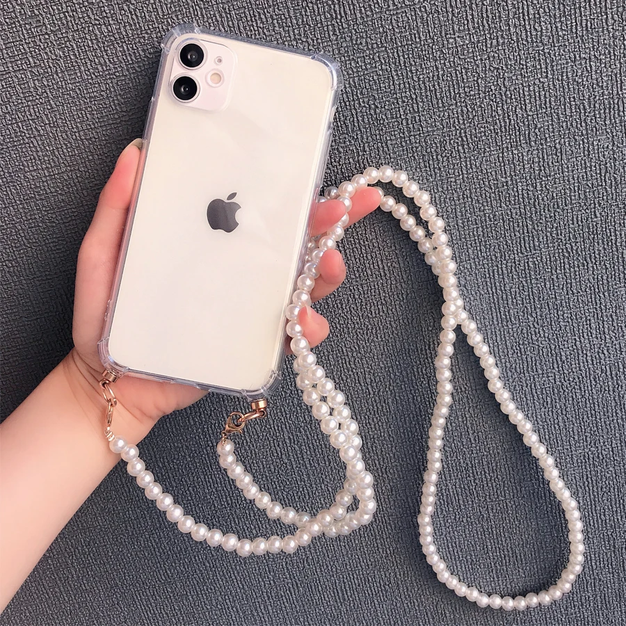 Pearl Crossbody Lanyard Strap Chain Phone Case For iphone 16 16E 14 15 ...
