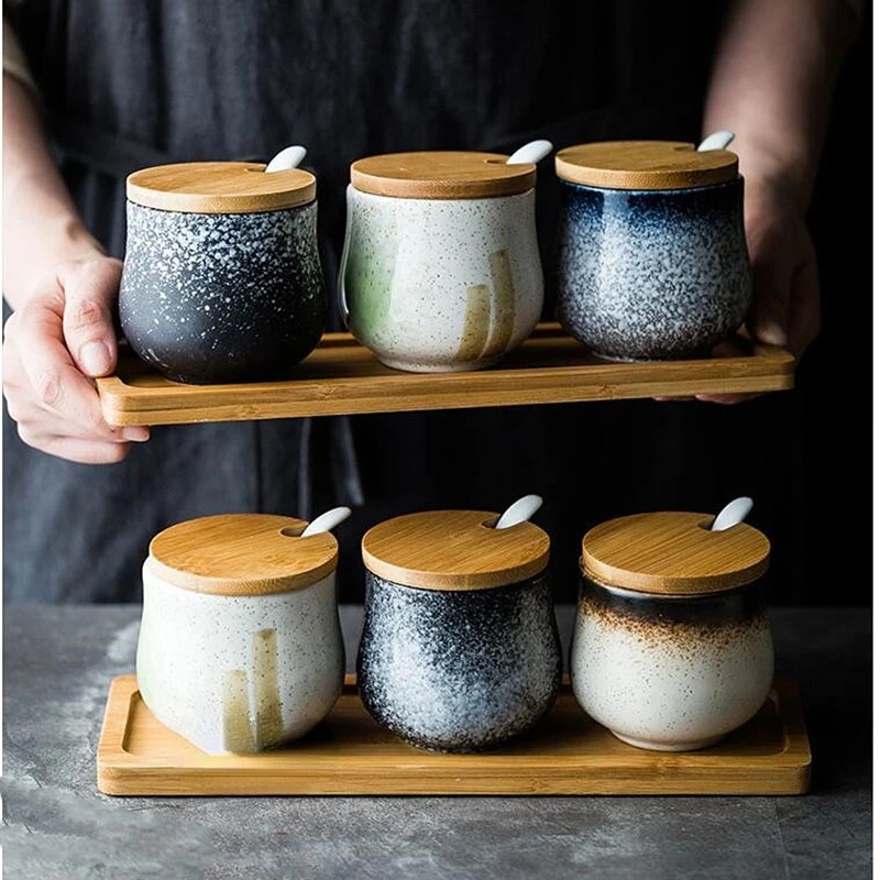 Japanese-style-Ceramic-Seasoning-Jar-Set-Household-with-Lid-Salt-Sugar ...