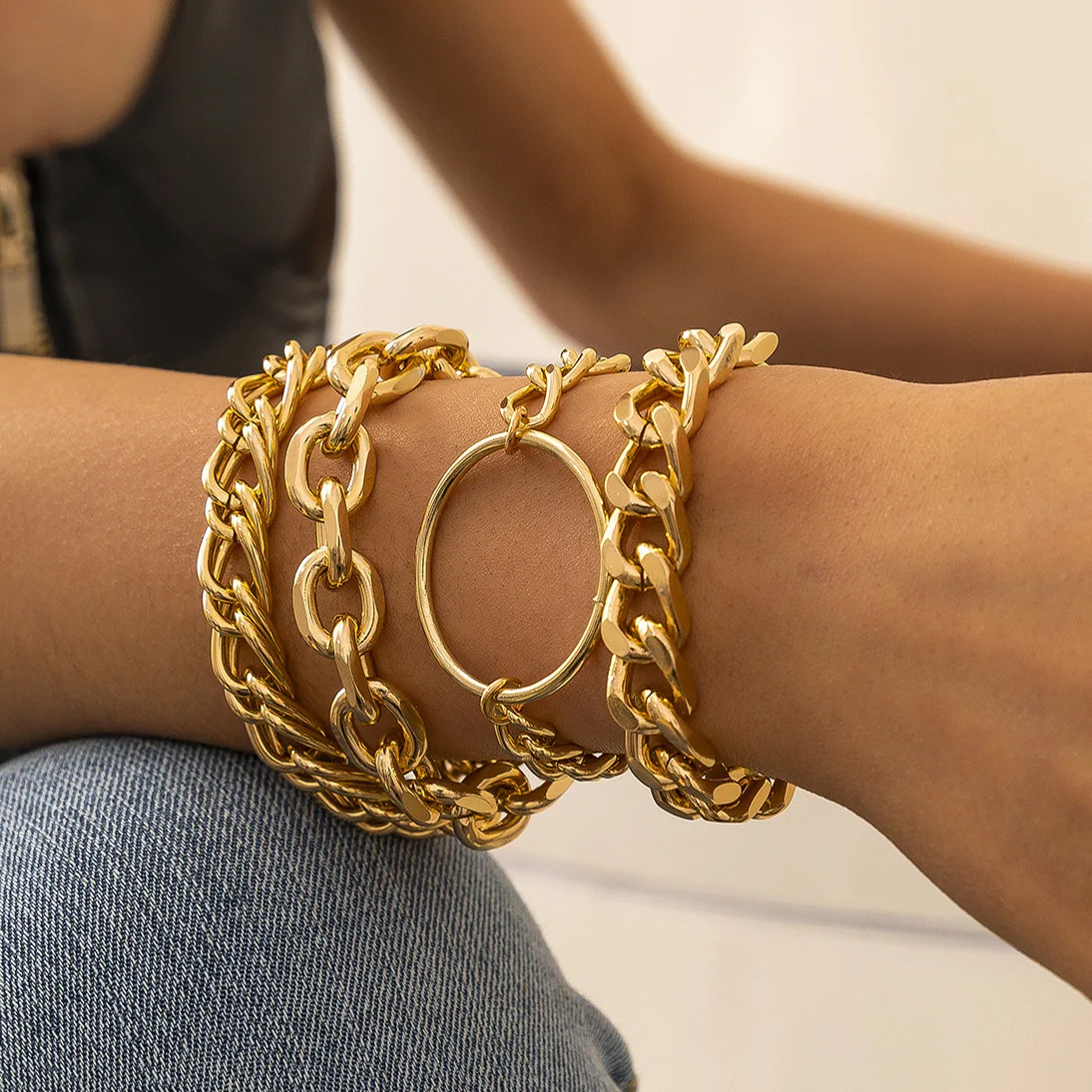 Conjunto-de-pulsera-grande-exagerada-para-mujer-regalo-de-joyer-a-Punk ...