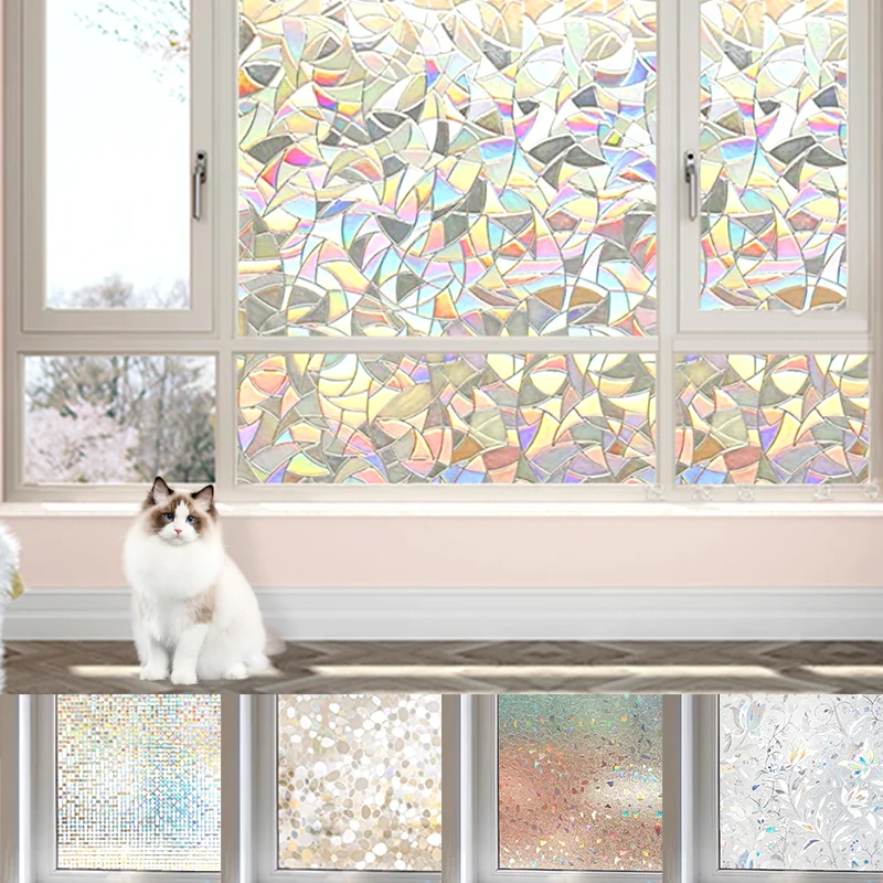 75CM-Stained-Glass-Window-Film-Anti-Look-Vinyl-Rainbow-Privacy-Stickers ...