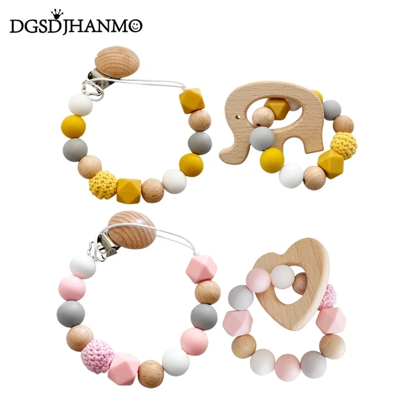 Baby-Pacifier-Chain-Silicone-Bead-Wooden-Beads-Pacifier-Clips-Infant ...