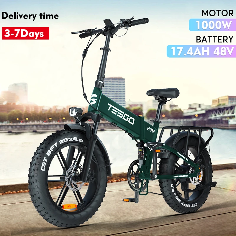 Ebike 1000W adult electric bike, TESGO folding electric bike 48V 17.4AH ...