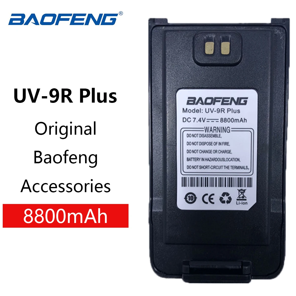 Baofeng Uv-9r Plus Li-ion Battery For Baofeng Waterproof Uv9r Plus ...