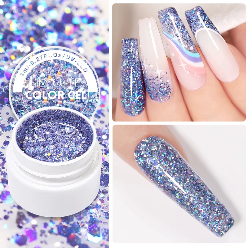 Blue Glitter Nail Art