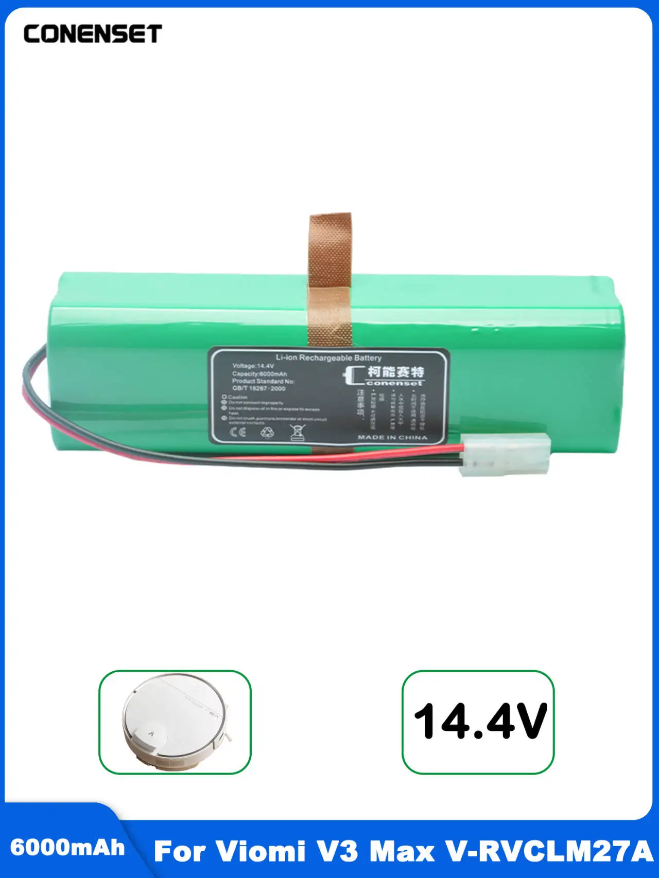 14.4V 6000mAh Replacement Battery For Viomi V3 Max V-RVCLM27A Robot ...
