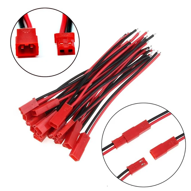 Male & Female Connector JST Plug Cable DIY 2 Pin Connectors Terminals ...
