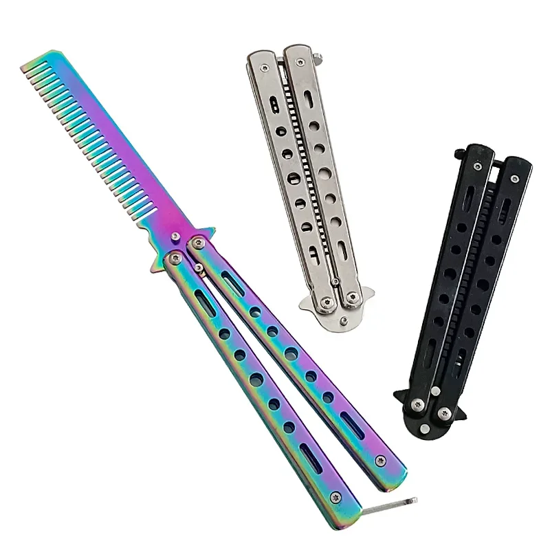 1-Pc-Foldable-Comb-Stainless-Steel-Practice-Training-Butterfly-Knife ...