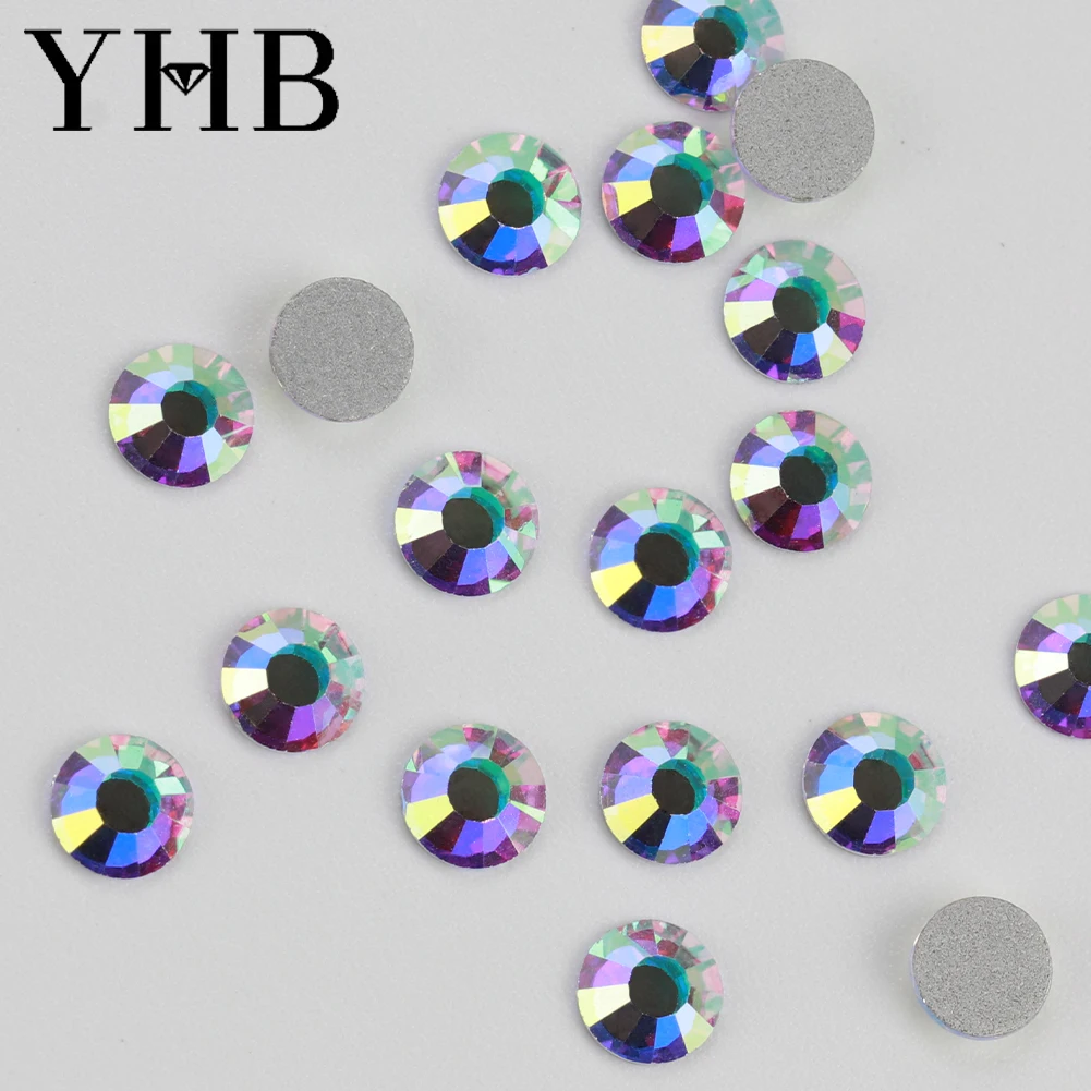 YHB-Non-Hotfix-High-Quality-cold-fixation-White-Crystal-AB-Stass-Flatback-Rhinestones-For-Nails ...