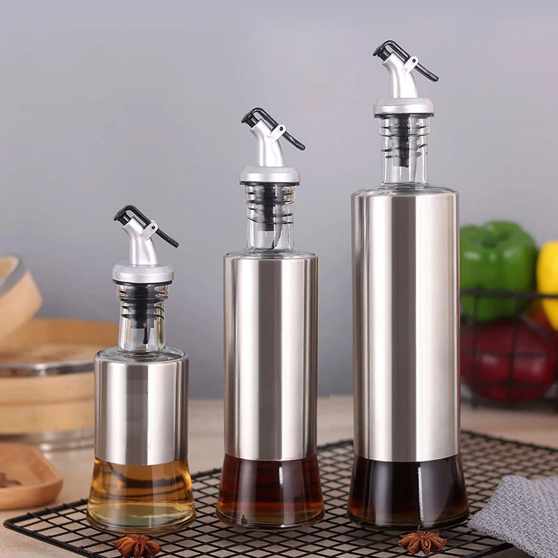 Kitchen-Glass-Bottle-For-Oil-Stainless-Steel-Oil-Bottle-Leak-proof ...