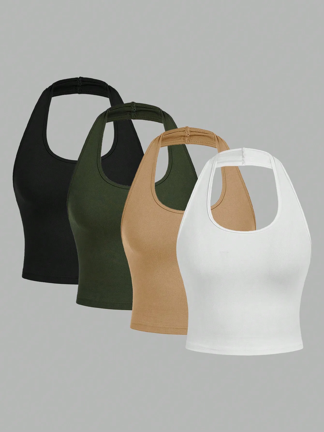 4 pcs Women's Halter Style Crop Tank Tops Stylish High Quality Fabric ...