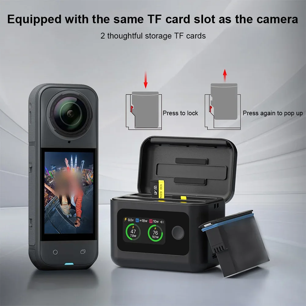 For Insta 360 X5 Fast Charging Box Dual-slot Two Bay Display Charging ...