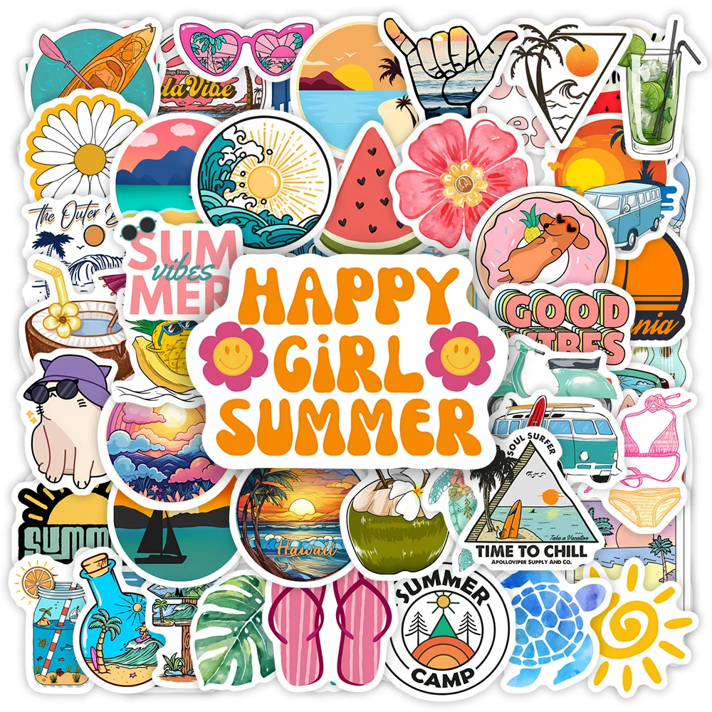 Summer-Theme-Stickers-Beach-Surfing-Kids-Toy-Gift-Decal-for-Phone ...