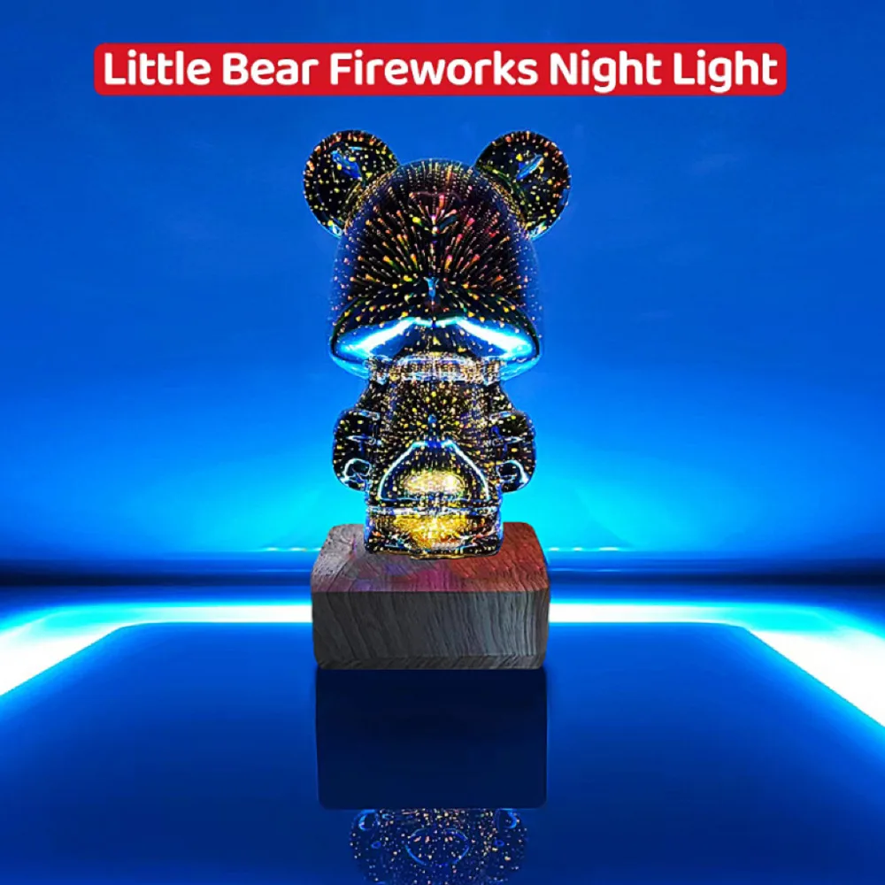 Led Fireworks Bear Atmosphere Night Light Romantic Bedroom Living Room ...