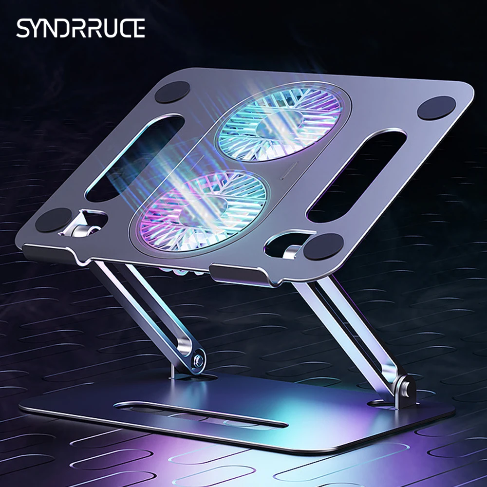 Foldable-Laptop-Stand-Aluminum-Alloy-Holder-Cooling-With-Fans ...