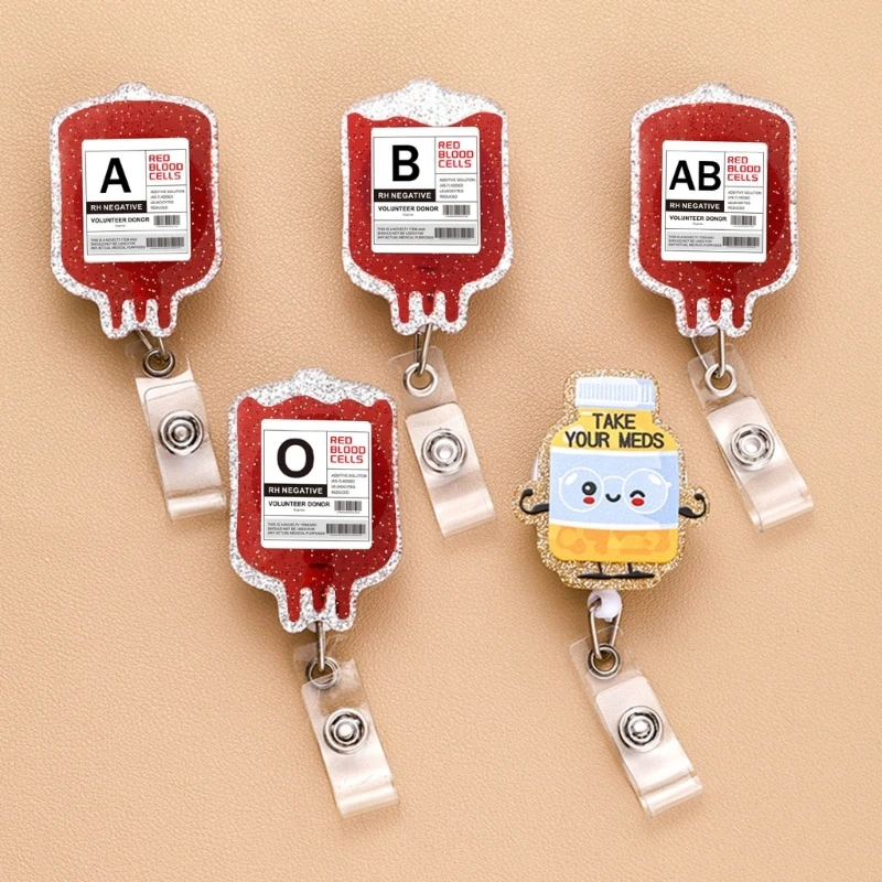 Convenient-Retractable-Badge-Holder-Blood-Type-Badge-Reel-Halloween ...