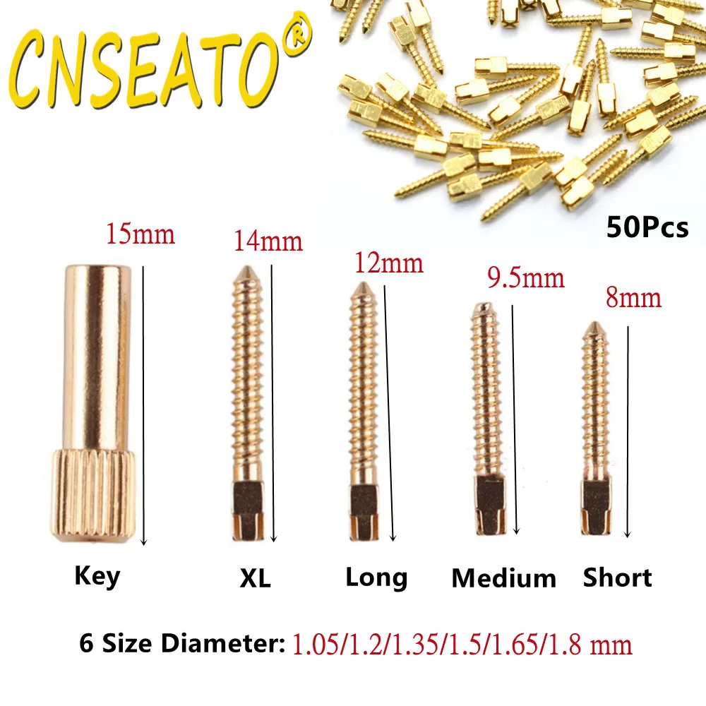 50Pcs-Dental-Screw-Post-Gold-Plated-Conical-Pins-Metal-Materials ...
