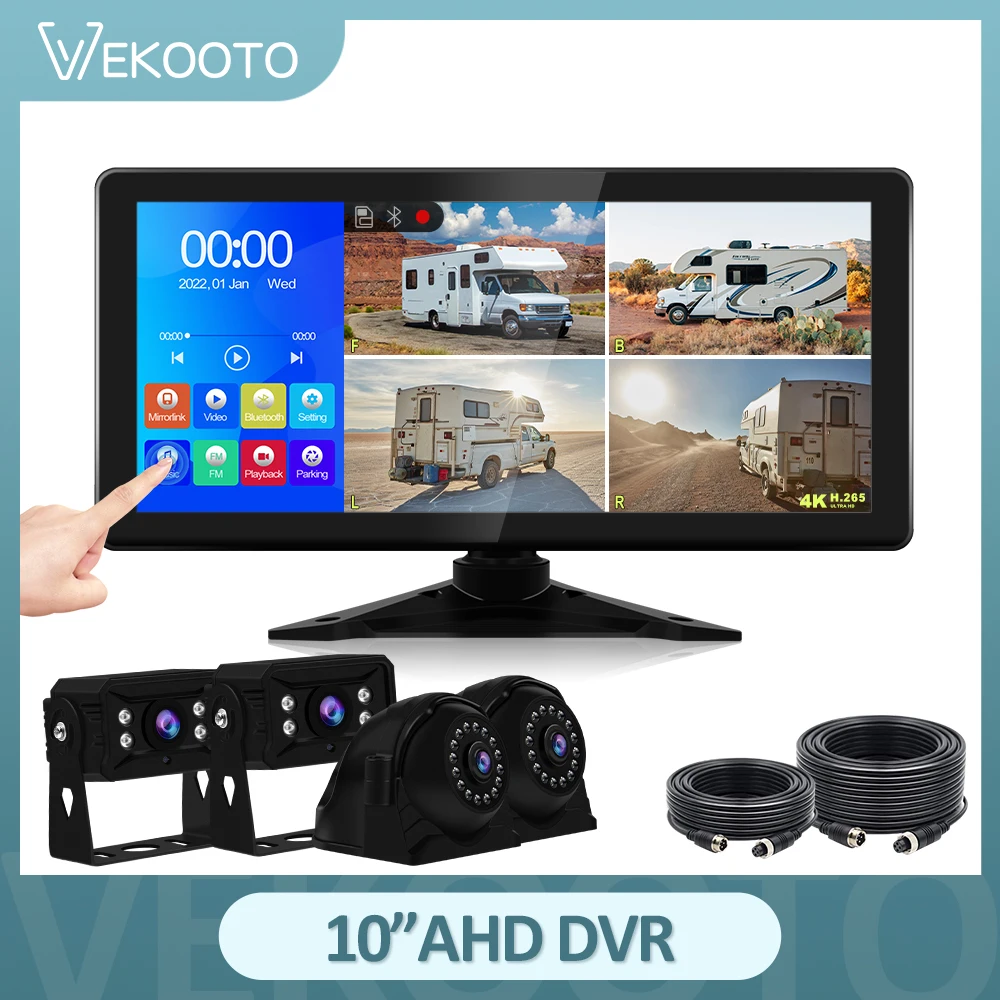 AHD-4CH-Monitor-Recording-DVR-10-inch-1080P-Car-Rear-View-Camera-Truck ...