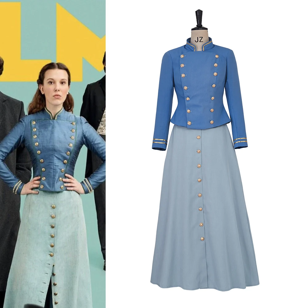 Enola-Holmes-2-Cosplay-Costume-Blue-Top-and-Skirts-for-Women-Halloween ...