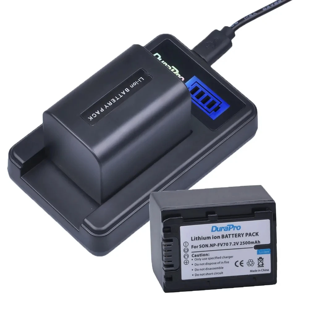 DuraPro NP-FV70 NP FV70 Battery + Charger for SONY HDR XR550E XR350E ...