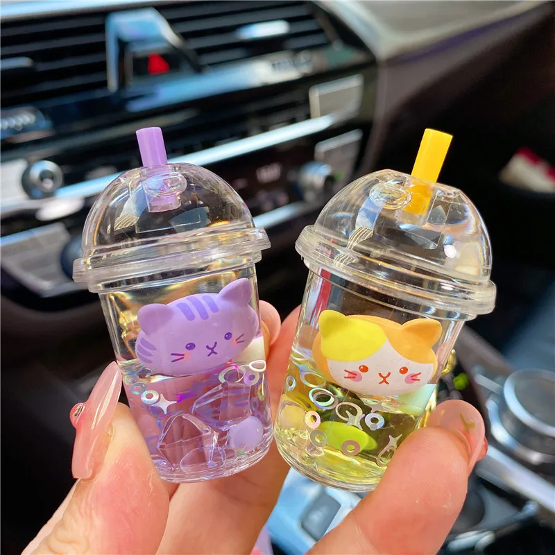 3pcs Creative Frappuccino Cat Head Quicksand Bottle Milk Tea Cup ...