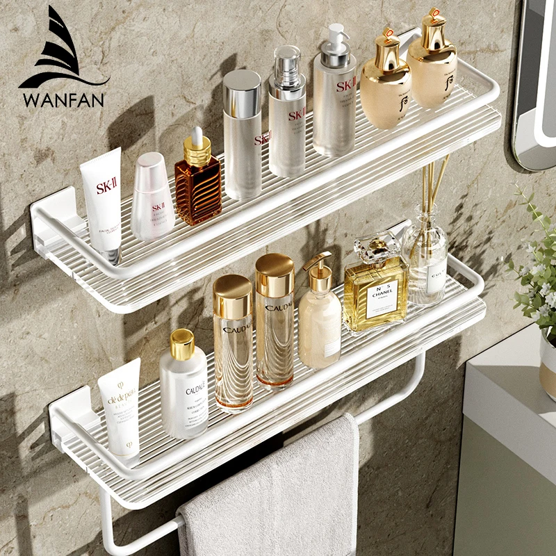 White-Bathroom-Shelf-Without-Drilling-Makeup-Organizer-Mental-Corner ...
