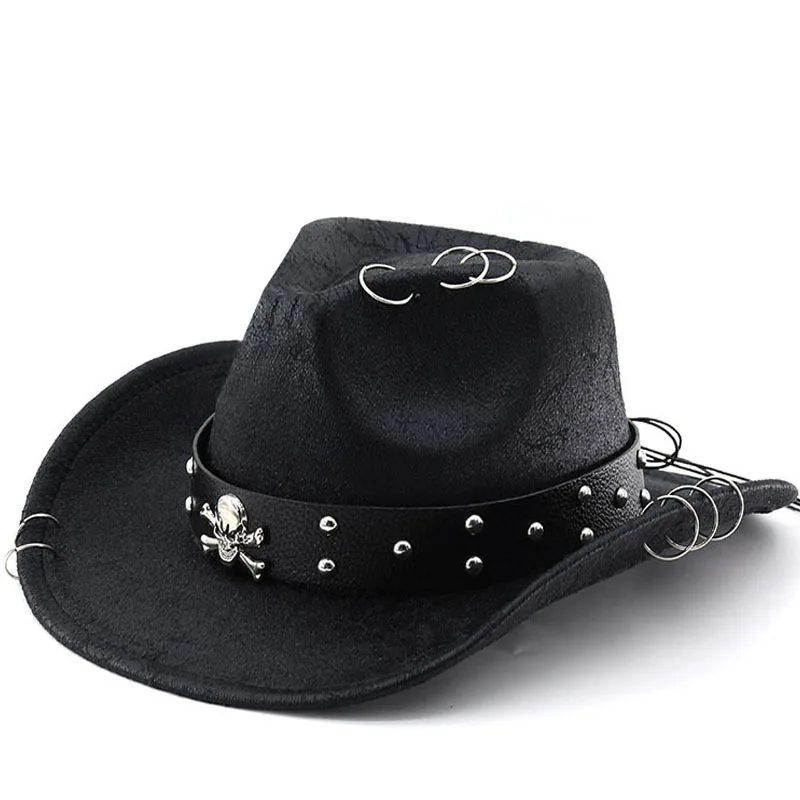 New Faux Leather Vintage Western Cowboy Hat For Men Gentleman Jazz Hats ...