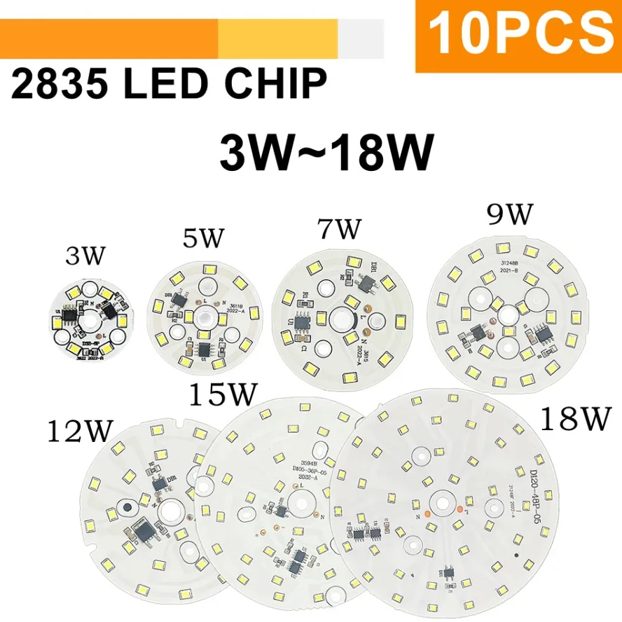 10PCS LED Chip for Downlight SMD 2835 Round Light Beads AC220V-240V Led ...