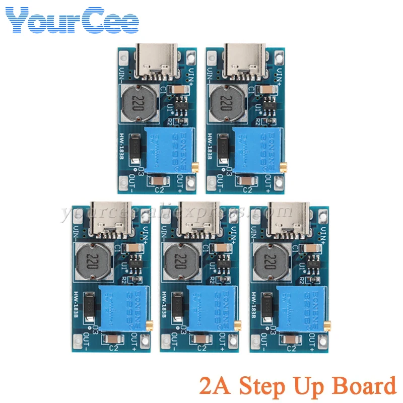 5pcs-1pc-2A-Adjustable-Step-Up-Booster-Board-DC-DC-Power-Conversion ...