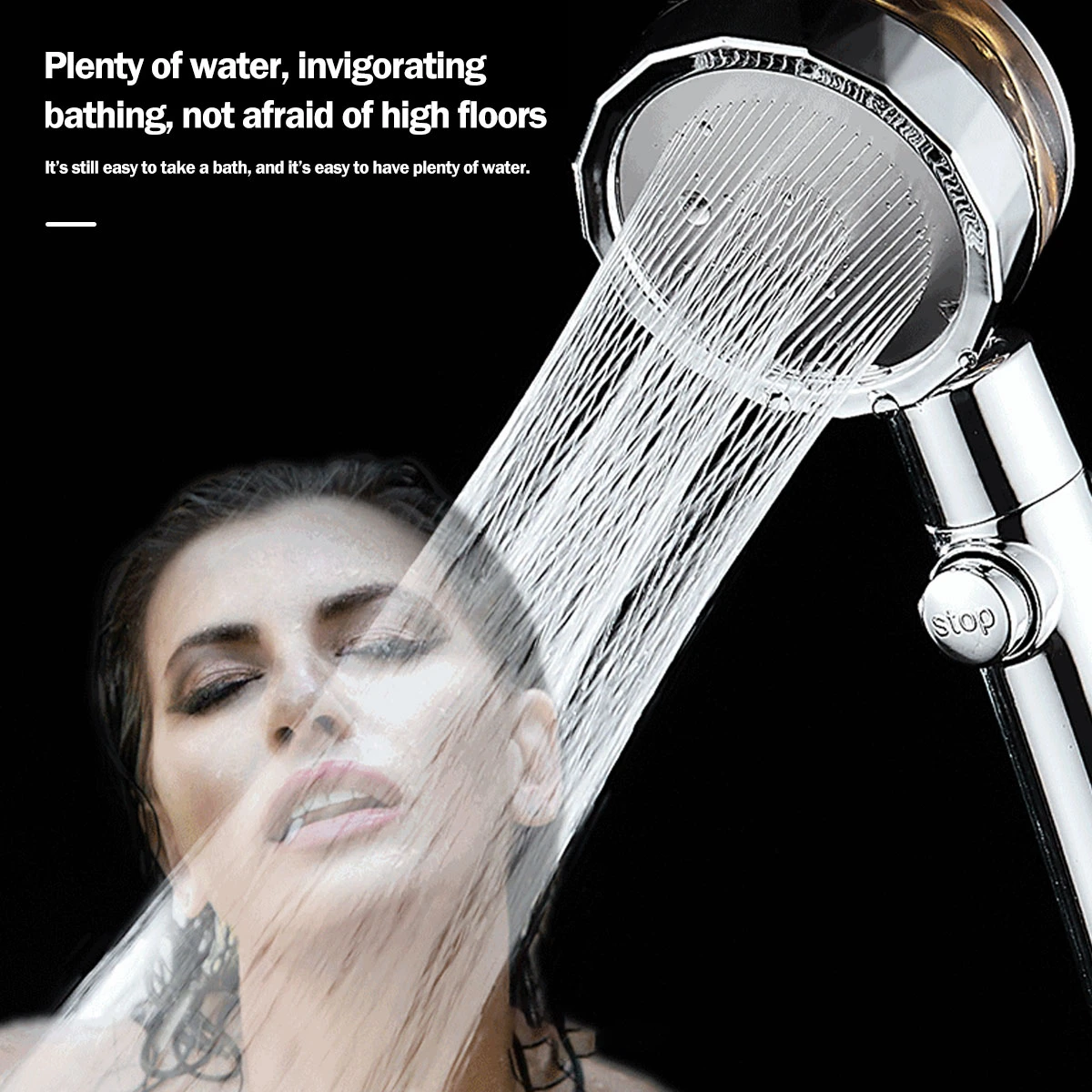 2021 Shower Head Water Saving Flow 360 Degrees Rotating With Small Fan