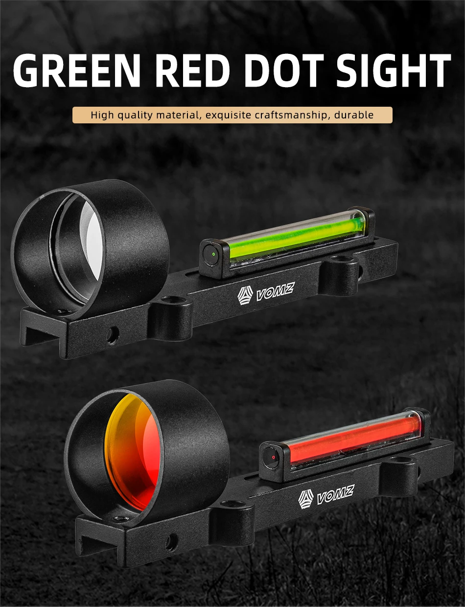 Red and Green Fiber 1x28 Red Dot Sight Hunting Light weight Scope Fit ...