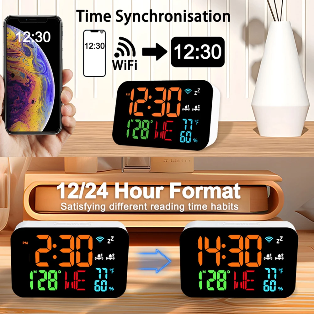 Tuya-WiFi-Desktop-Clock-Calendar-Intelligent-Thermometer-Hygrometer ...