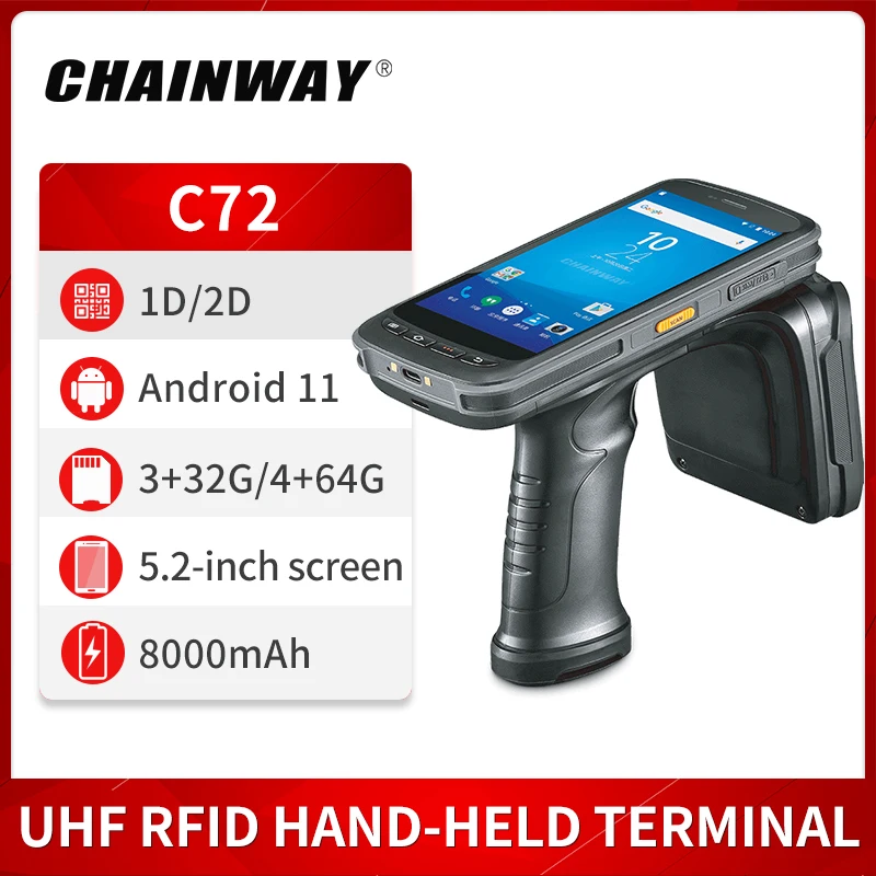CHAINWAY C72 안드로이드 GPS 지능형 무선 핸드헬드 터미널, 산업용 UHF PDA 와이파이 블루투스 데이터 수집기|스캐너| - AliExpress