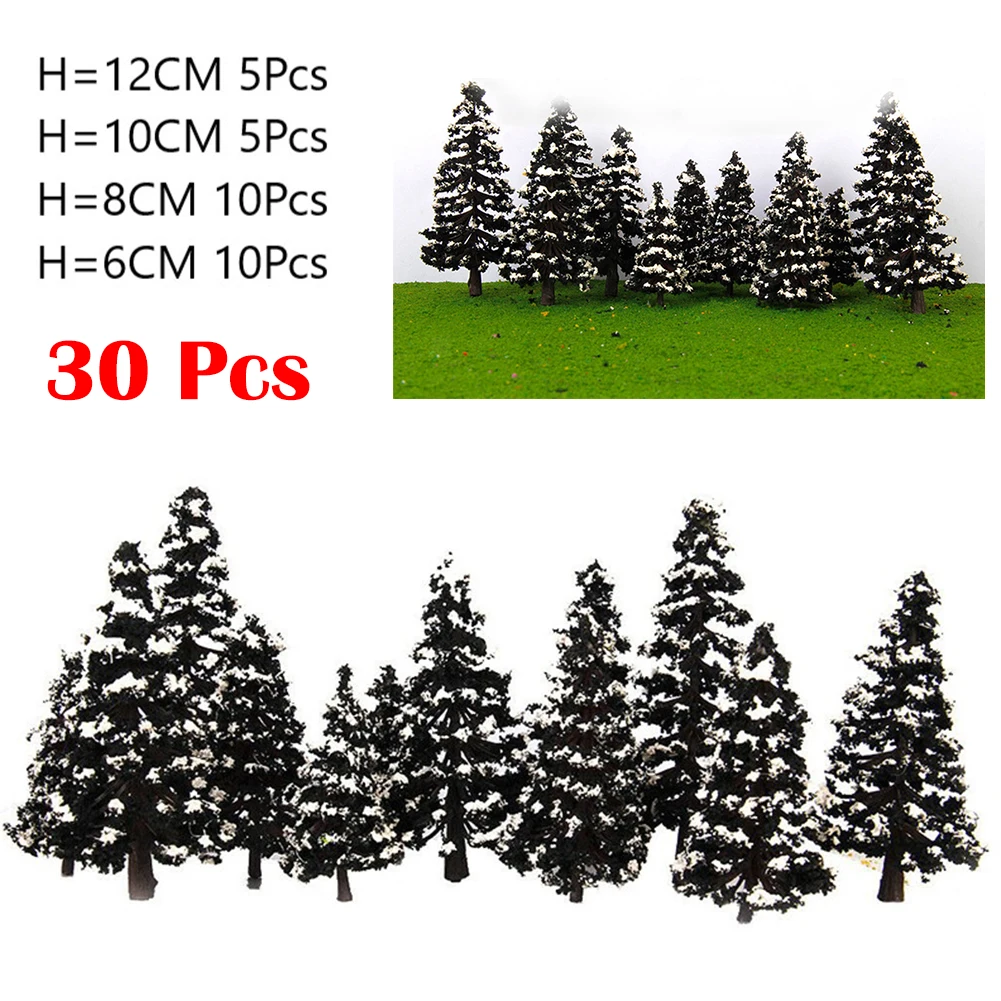30pcs Plastic Model Tree With Snow N Scale Building Park Garden ...