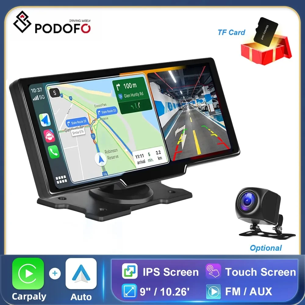 Podofo 9.3Inch Car DVR Smart Player Wireless Carplay & Android Auto ...