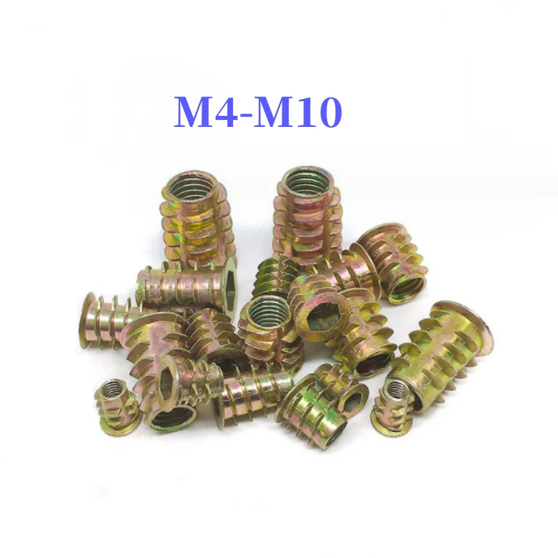 100-1000Pcs-M4-M5-M6-M8-M10-Zinc-Alloy-Thread-For-Wood-Insert-Nut ...