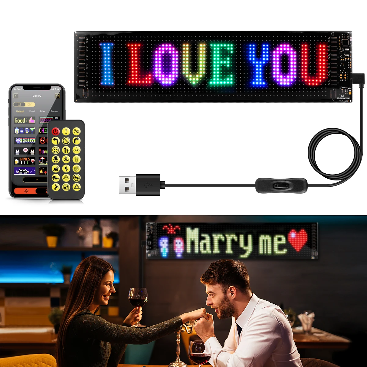 5V-USB-LED-Matrix-Pixel-Panel-Light-Bluetooth-App-Control-Scrolling ...