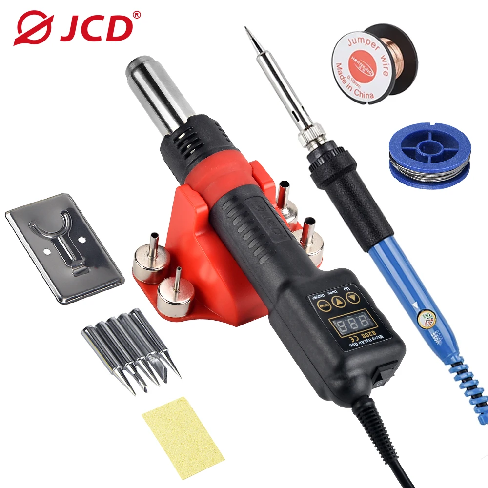Jcdオールインワンホットエアガン,750w,マイクロ溶接修理ステーション,BGAはんだ付け用デジタルヘアドライヤー,ヒートガン8208 ...