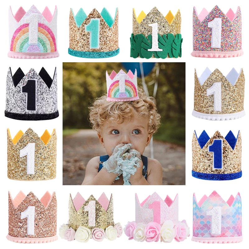 Happy-Birthday-Party-Crown-Hat-Number-1-Crown-One-Headband-Hat-1st-Kids ...