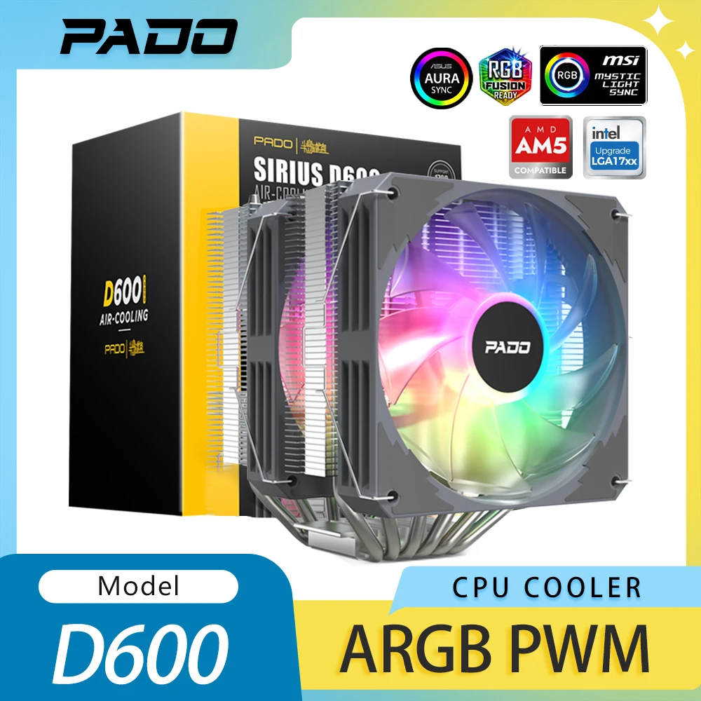 Aigo-PADO-CPU-Cooler-6-Heat-Pipe-PC-Radiator-Cooling-4PIN-PWM-Silent ...