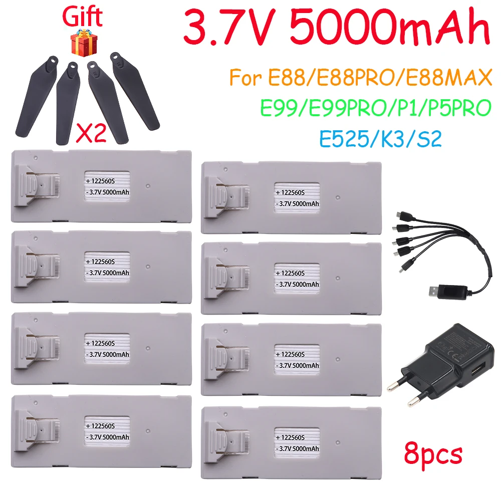 3-7V-5000mAh-Rechargeable-Lipo-battery-For-RC-Drone-E88-E88PRO-E99-S2 ...